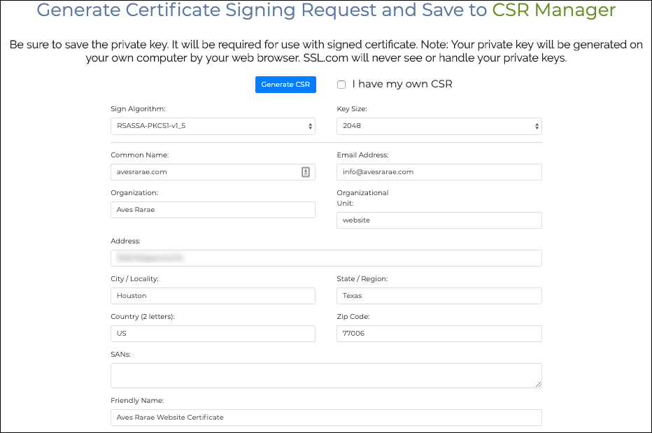 Generate a Certificate Signing Request (CSR) with CSR Manager